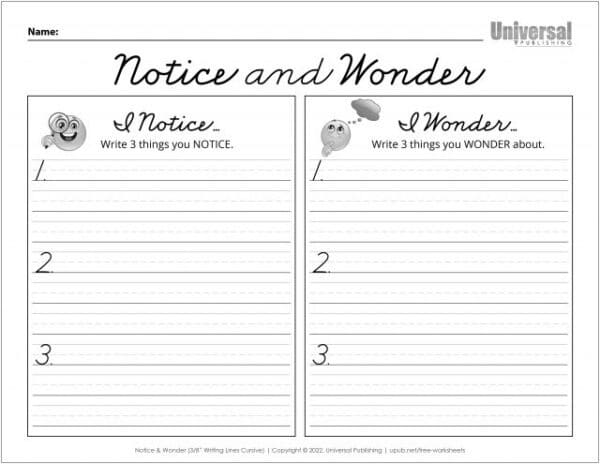 Notice & Wonder | Free Printables - Universal Publishing